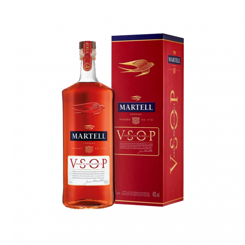 Martell Cognac France VSOP Red Barrels 1L Bottle